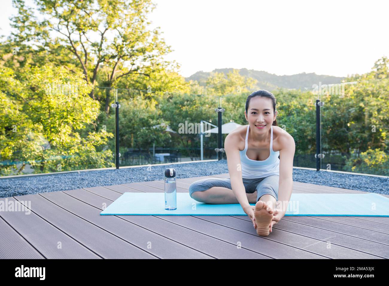 The young woman yoga practice Stock Photo - Alamy