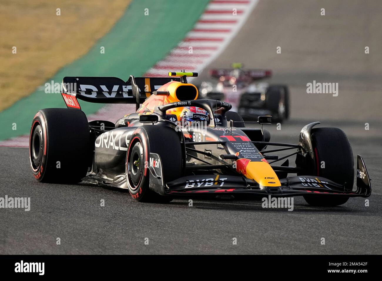 Red Bull driver Sergio Perez, of Mexico, drives during qualifications for the Formula One U.S ...