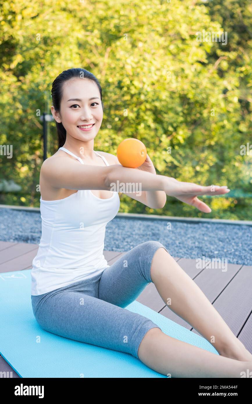 The young woman yoga practice Stock Photo - Alamy