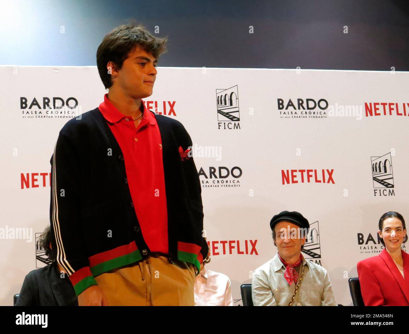 Mexican actor Iker Solano poses for photos during a press conference ...