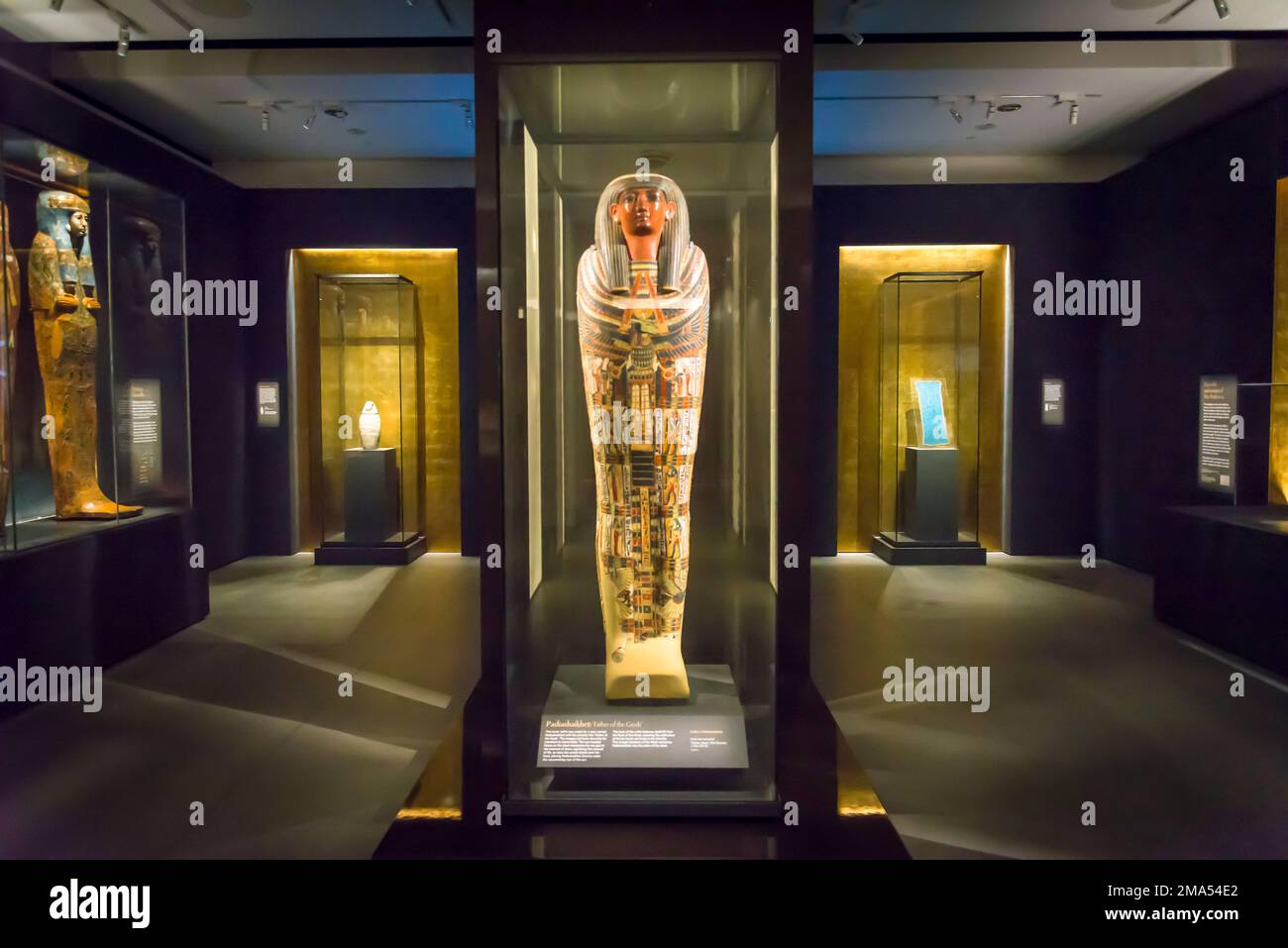Mummy in the painted sarcophagus, The Egyptian Gallery in Chau Chak ...