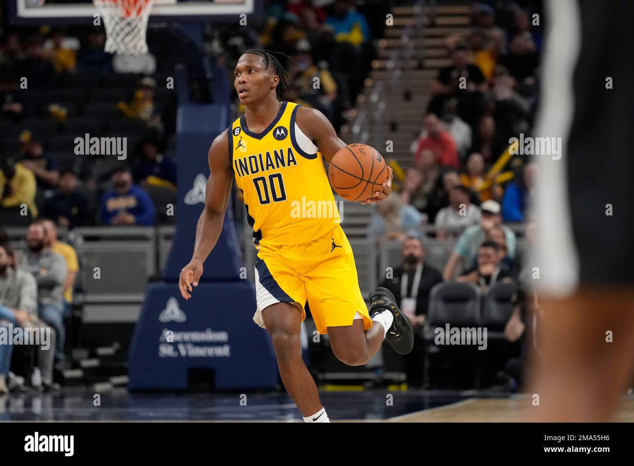 Indiana Pacers guard Bennedict Mathurin (00) in action as the as the ...