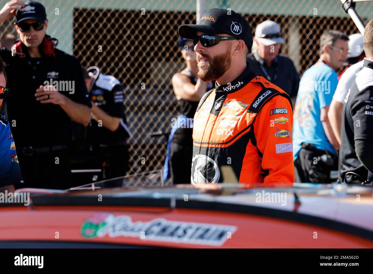 Driver Ross Chastain stands on pit road during NASCAR Cup Series ...