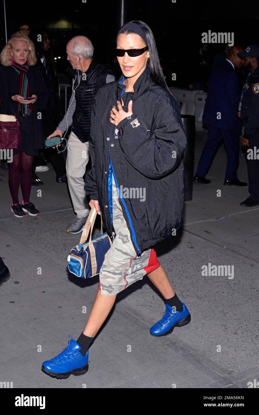 Bella Hadid attends the New York Knicks season home opener at Madison ...