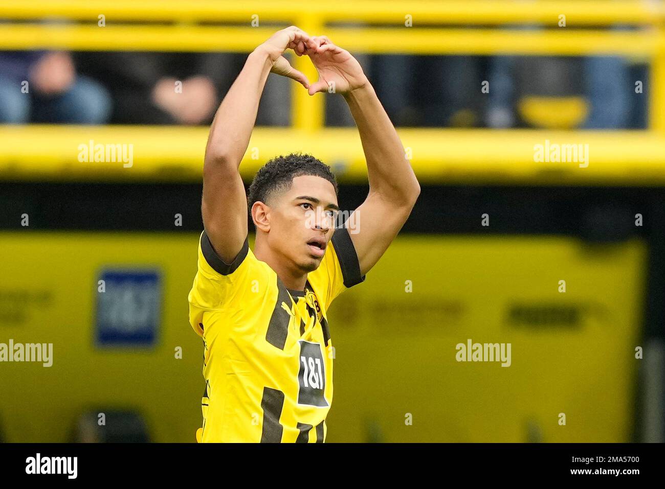 Dortmund's Jude Bellingham celebrates after scoring his side's first ...