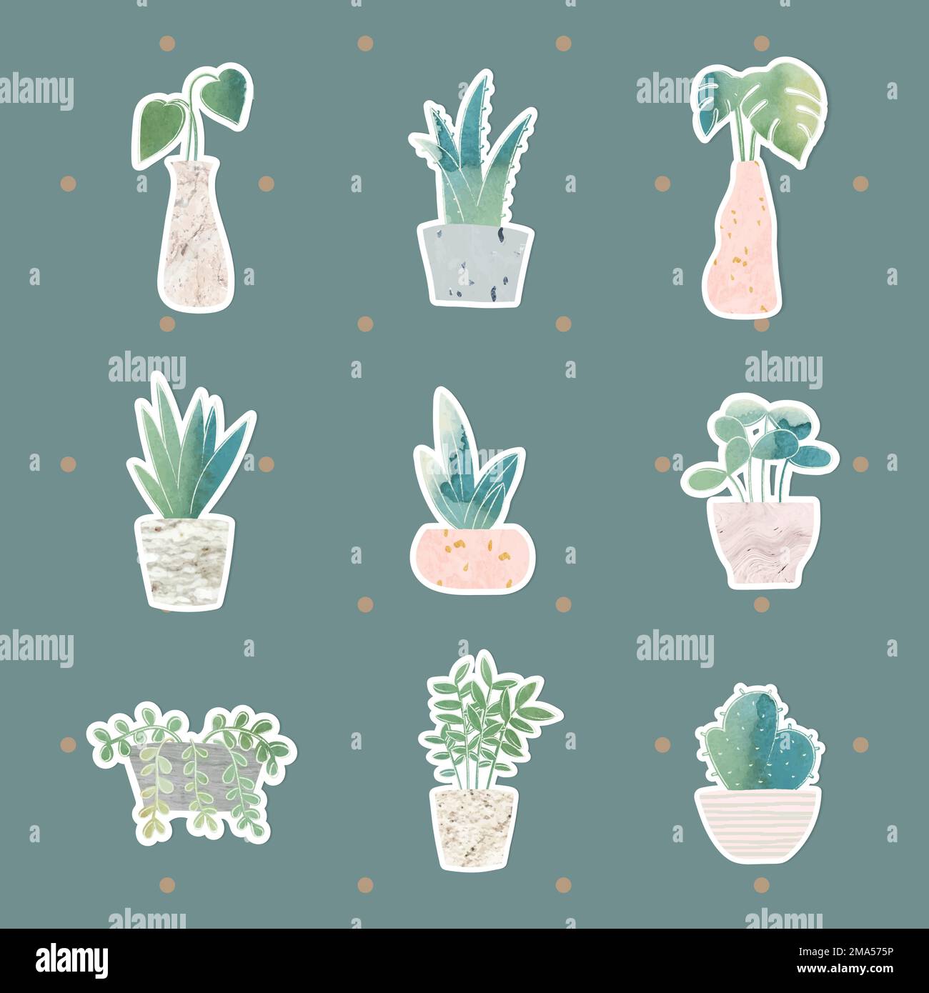 Watercolor potted plants collection vector Stock Vector Image & Art - Alamy