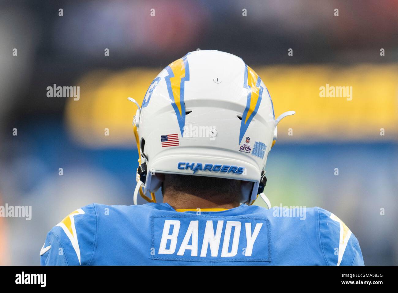 Crucial Catch decal is on Los Angeles Chargers wide receiver Michael ...