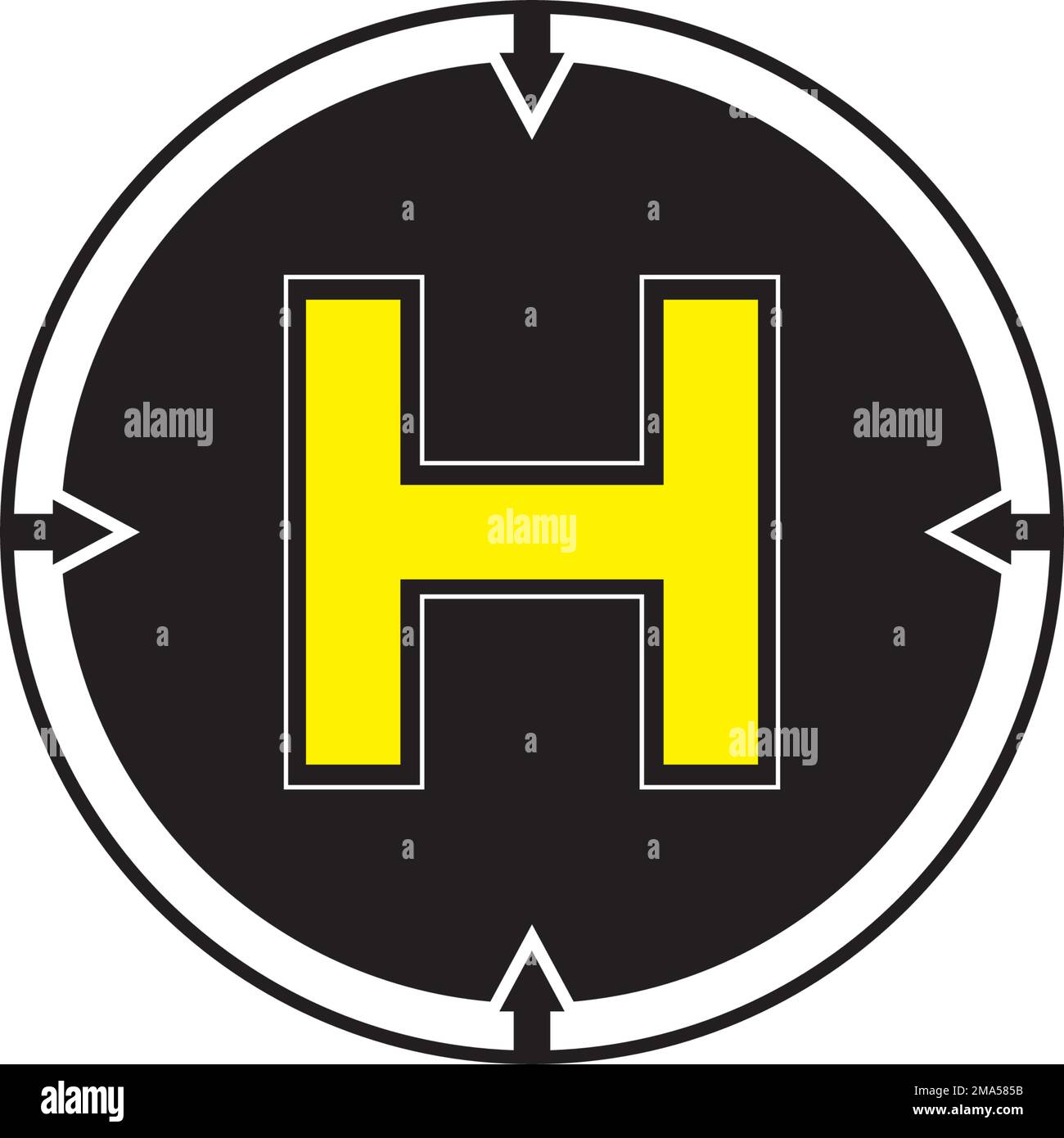 Helipad Icon, Helicopter Landing Pad, Area, Platform, H Letter, Vector ...