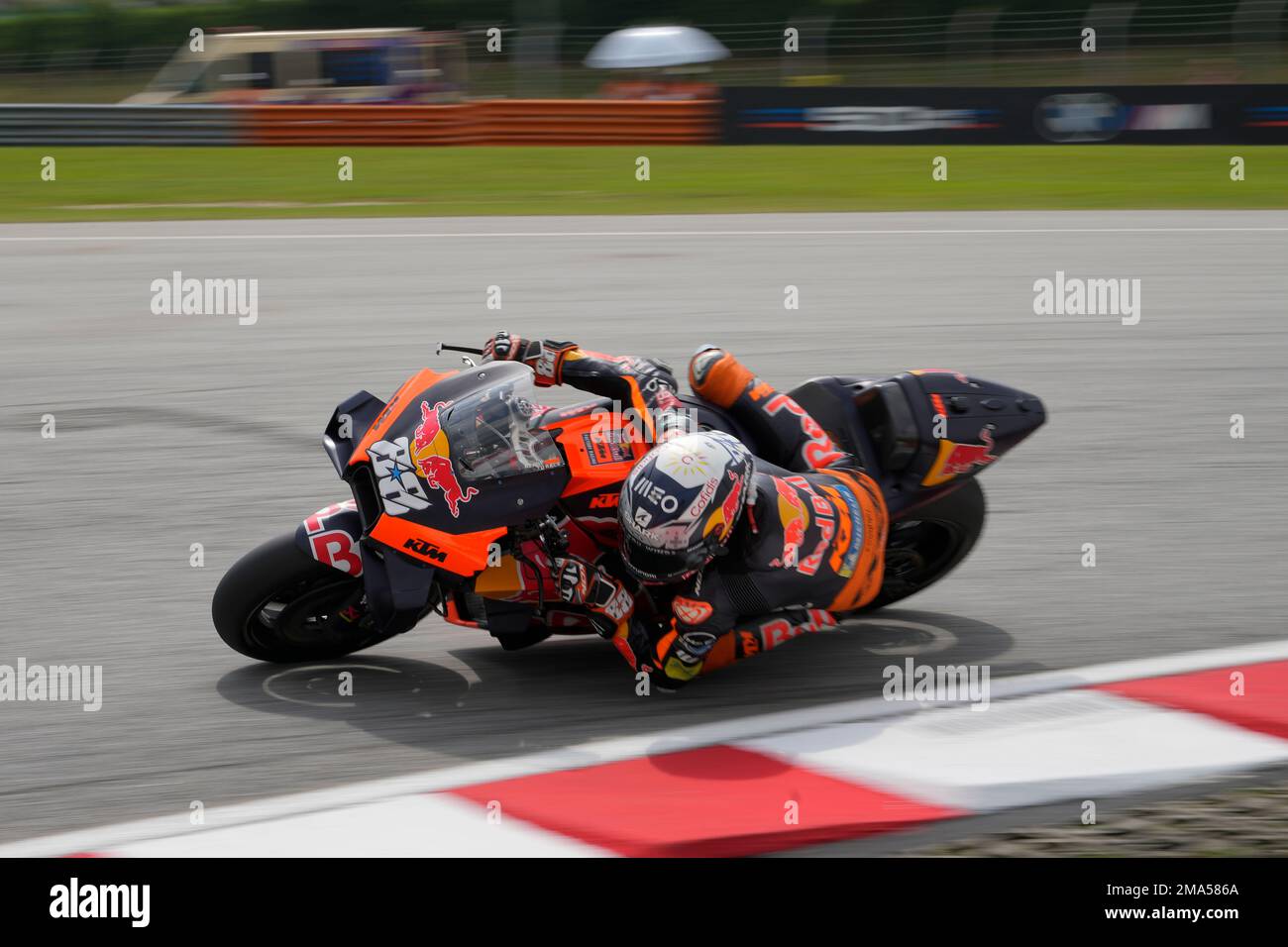Portuguese rider Miguel Oliveira of Red Bull KTM Factory Racing steers his motorcycle during the ...
