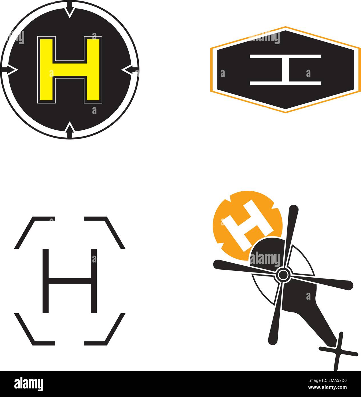 Helipad Icon Helicopter Landing Pad Area Platform H Letter Vector Illustration Design Stock