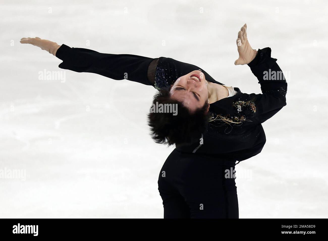 Cha Junhwan performs in the mens short program during the Grand Prix ...