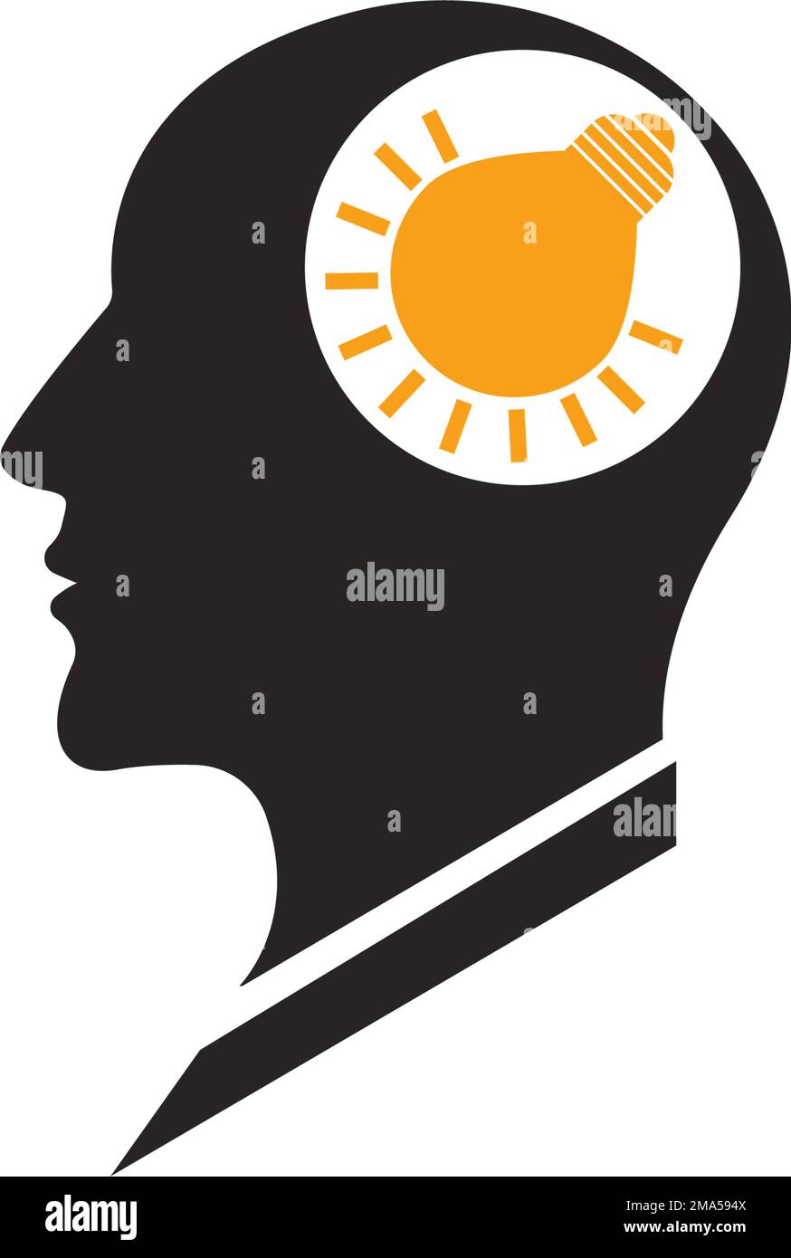 head and bulb icon or clear thinking icon, vector illustration symbol ...