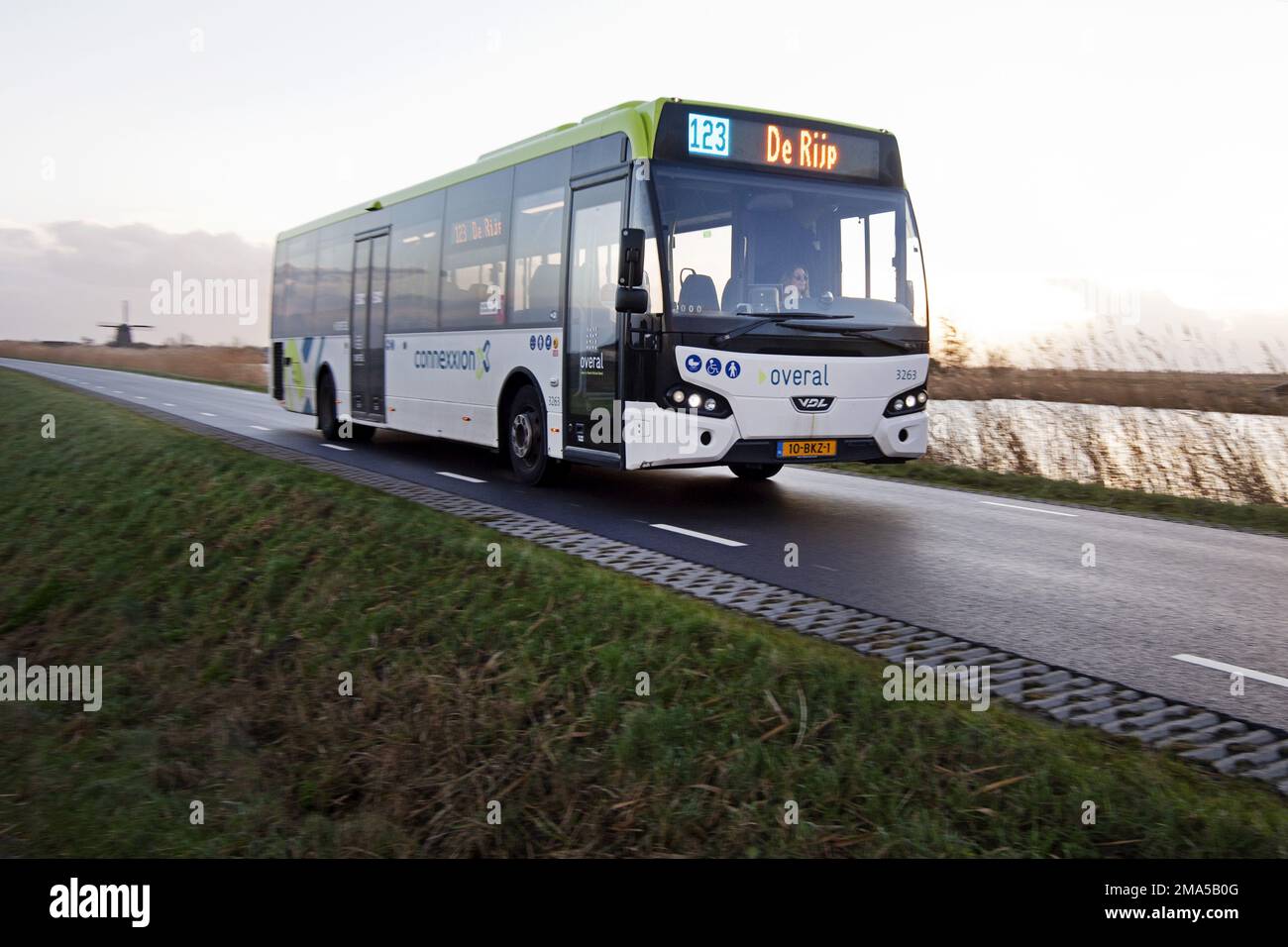 BIG SCREEN - Bus 123 drives towards De Rijp. Thousands of bus drivers ...