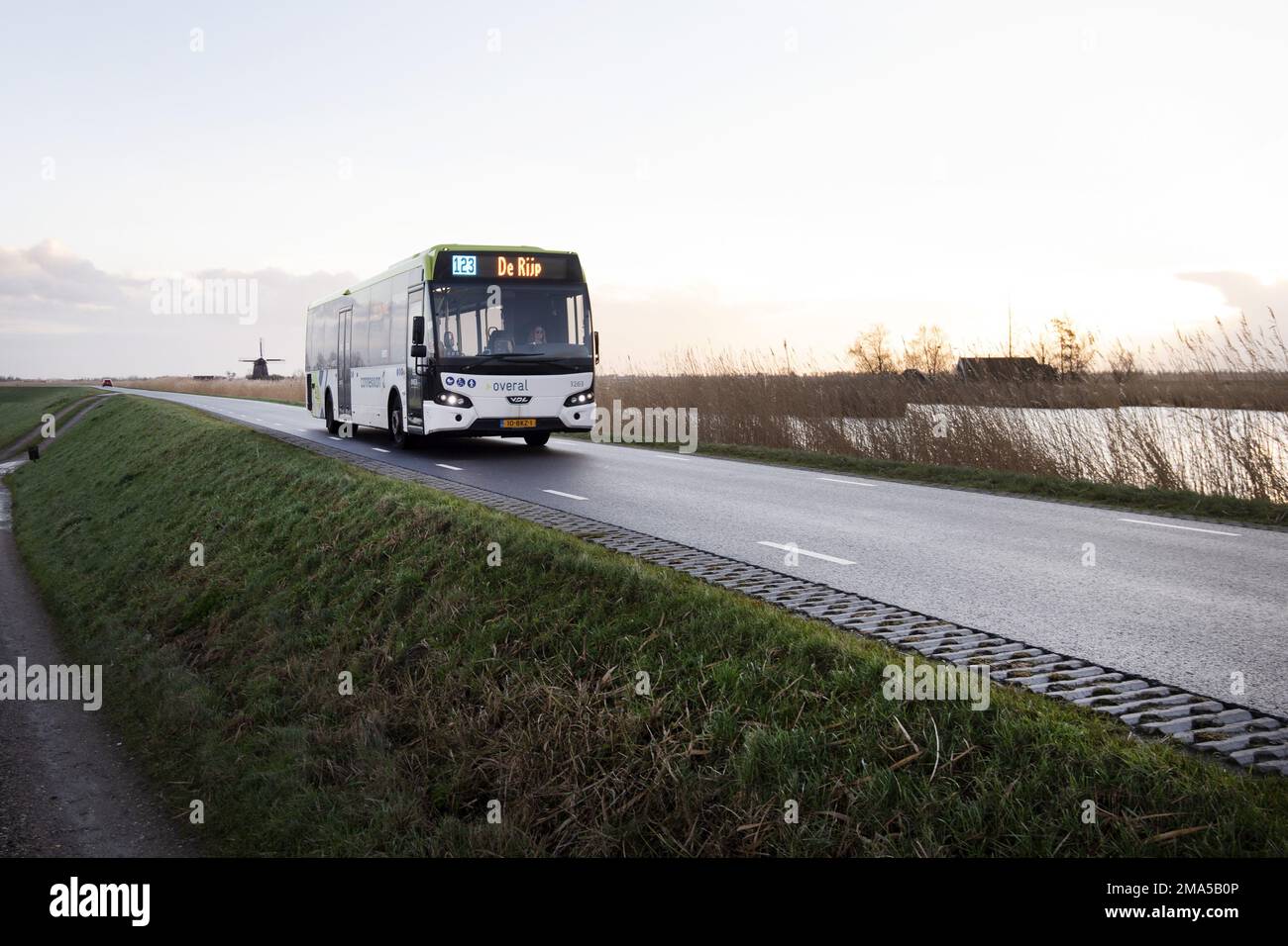 BIG SCREEN - Bus 123 drives towards De Rijp. Thousands of bus drivers ...