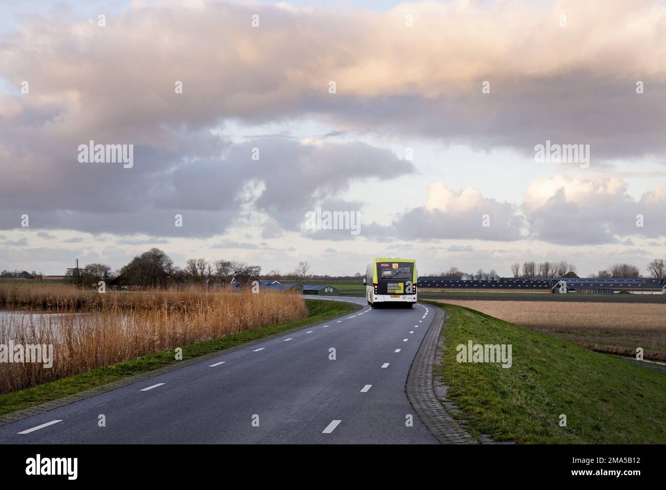 BIG SCREEN - Bus 123 drives towards De Rijp. Thousands of bus drivers ...