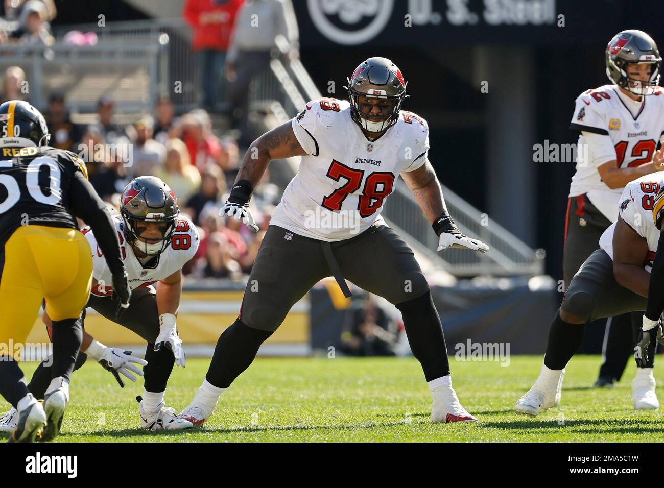 Tampa Bay Buccaneers' Tristan Wirfs looks to block against the ...