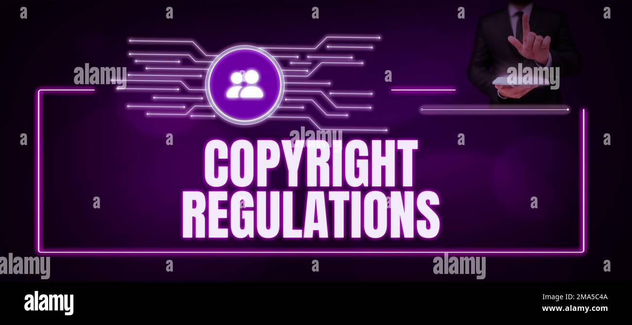 Handwriting text Copyright Regulations. Concept meaning body of law ...