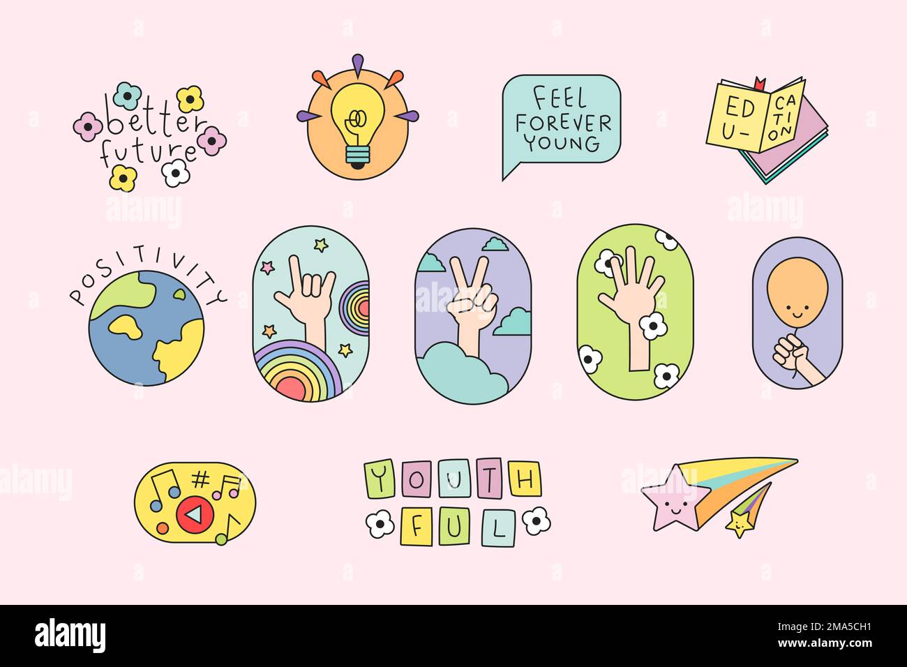 Happy International Youth Day badges vector Stock Vector Image & Art ...