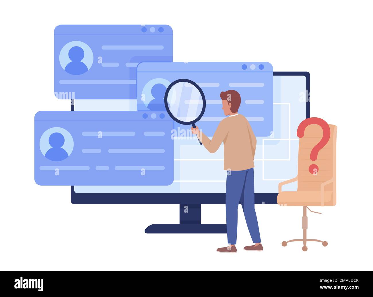 HR professional recruiting job candidates semi flat color vector ...