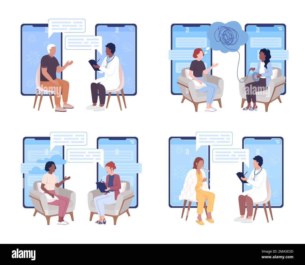 Online consultation flat concept vector illustrations set Stock Vector ...