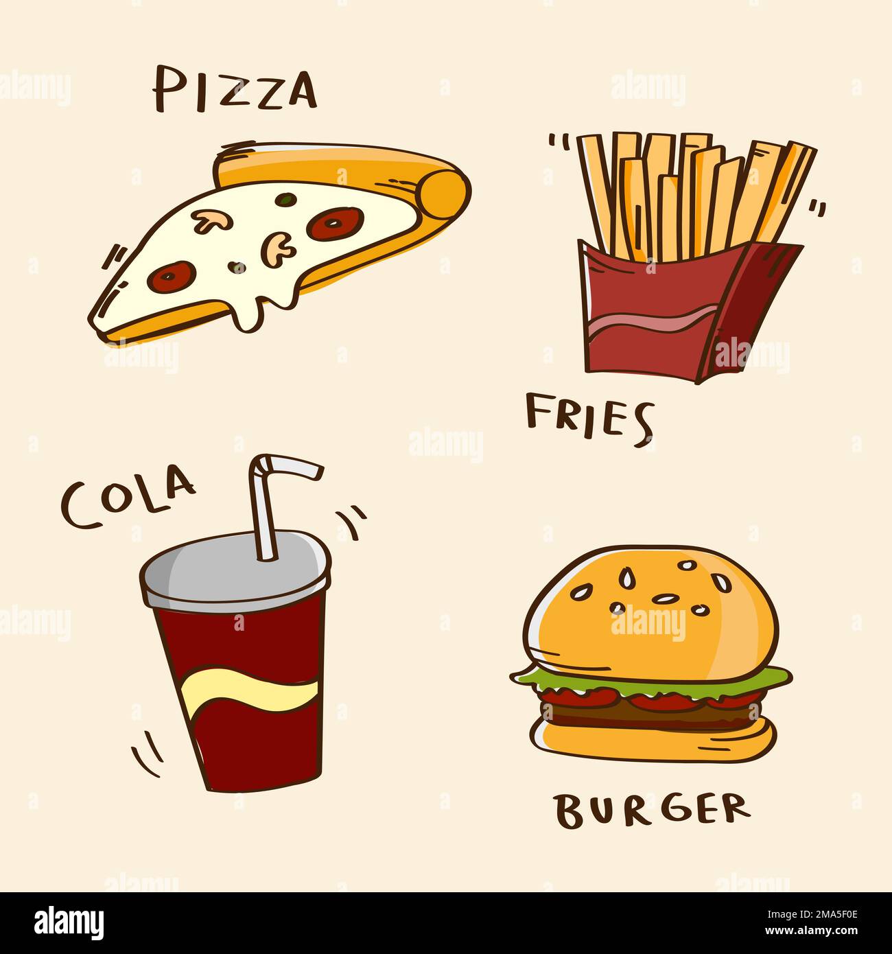 Hand drawn fast food vector set Stock Vector Image & Art - Alamy