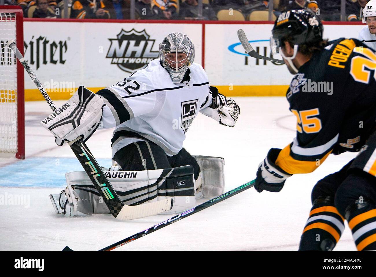 Los Angeles Kings goaltender Jonathan Quick (32) blocks a shot attempt ...