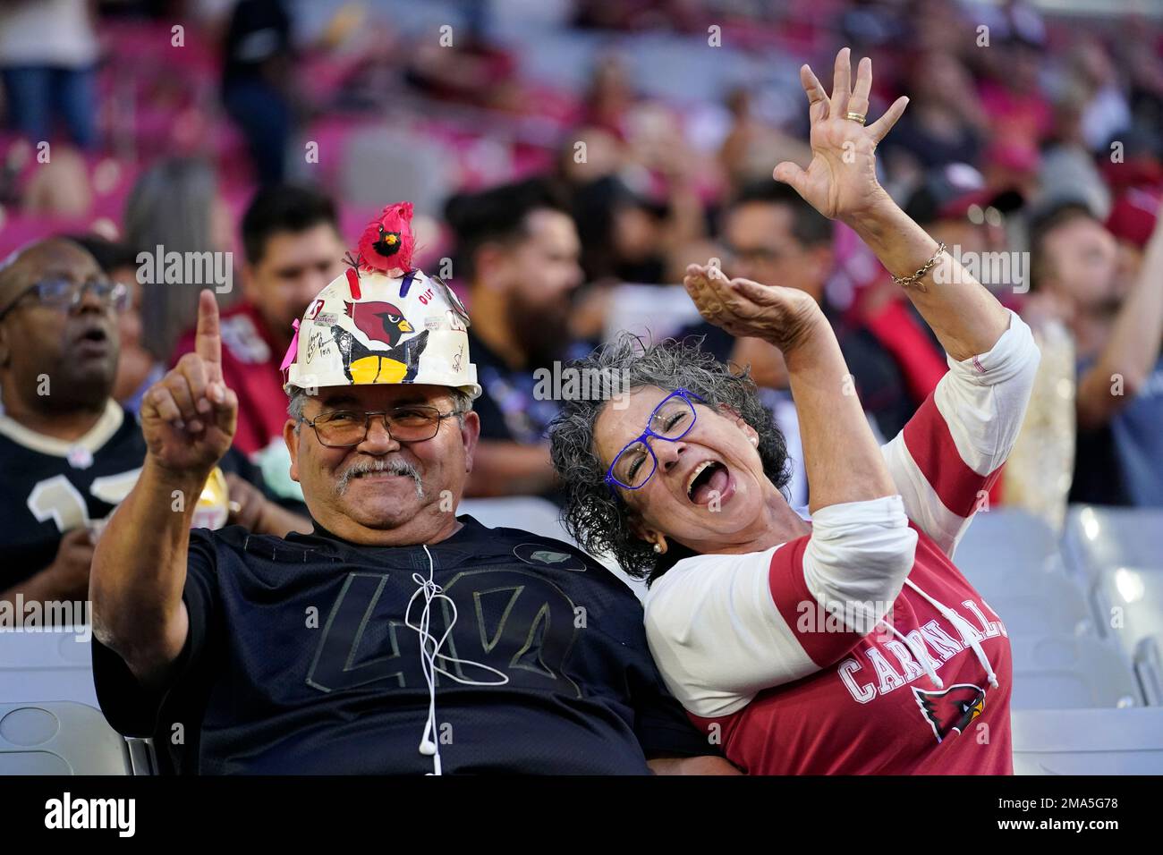 Arizona Cardinals fans cheer as they watch warmups before an NFL ...