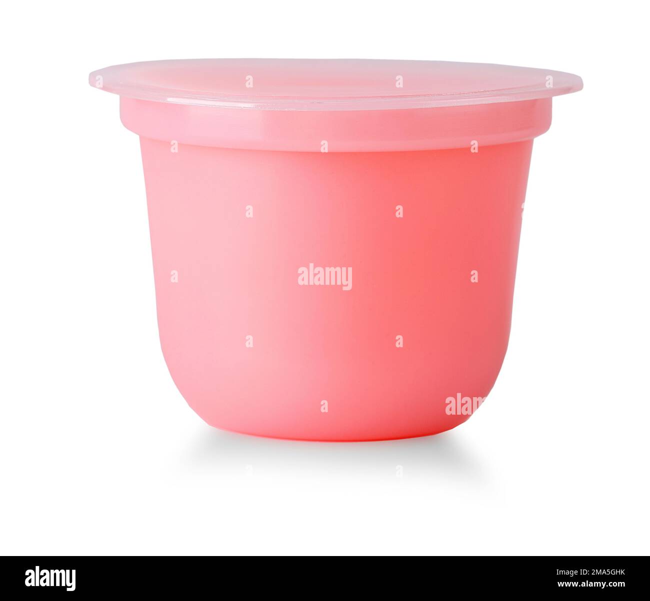 The plastic cup with red yogurt isolated on white background Stock ...