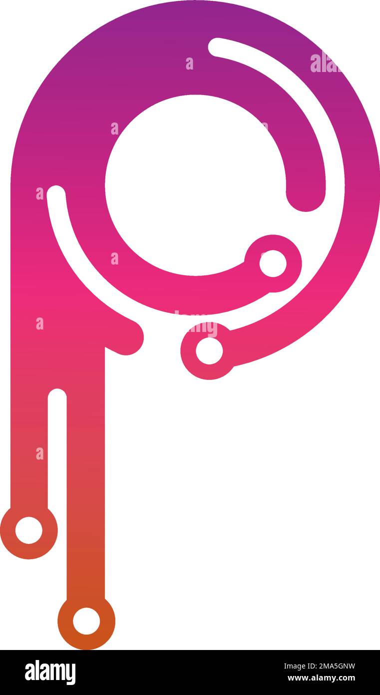 letter P . technology abstract logo vector design template Stock Vector ...