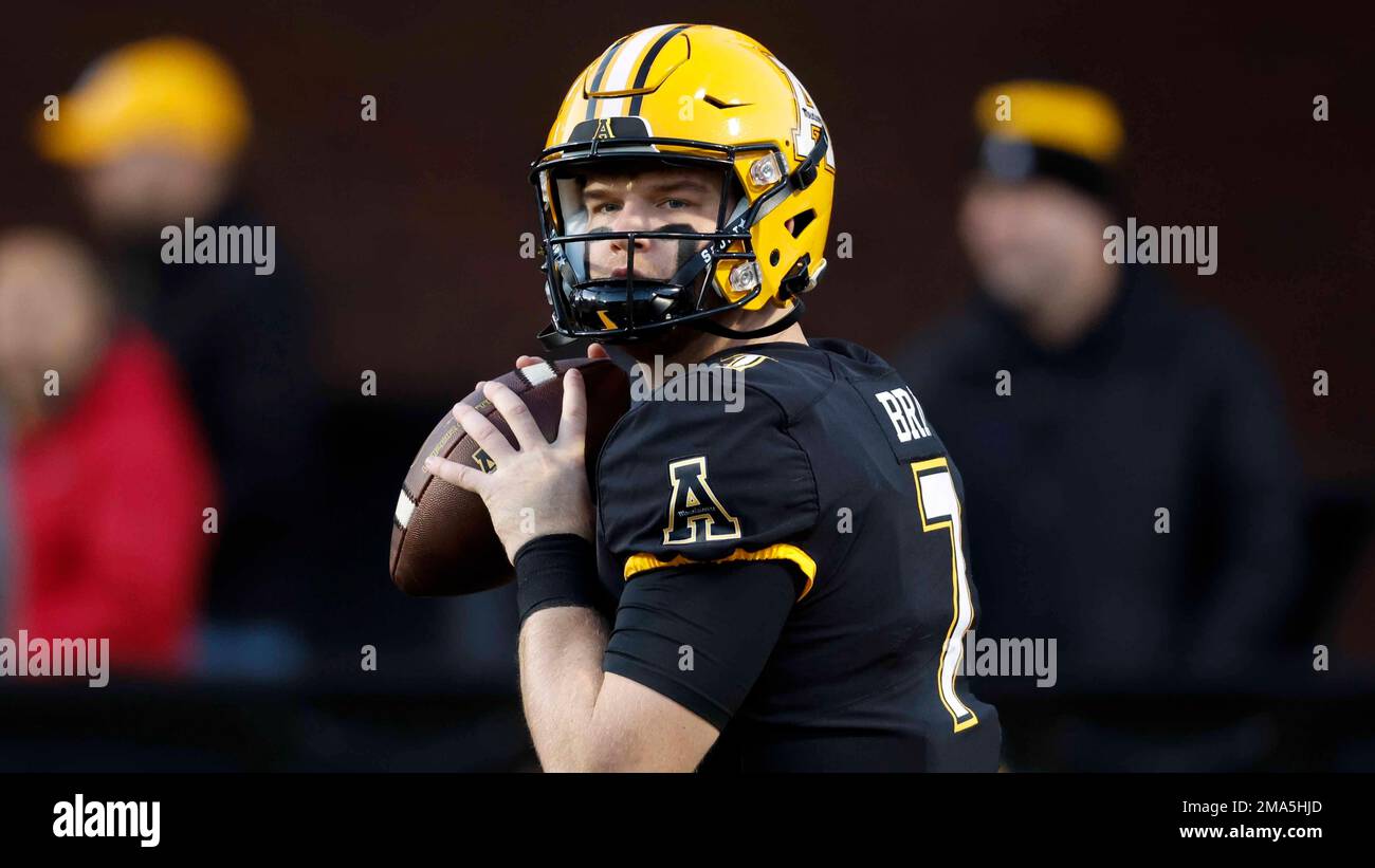 Appalachian State quarterback Chase Brice throws before an NCAA ...