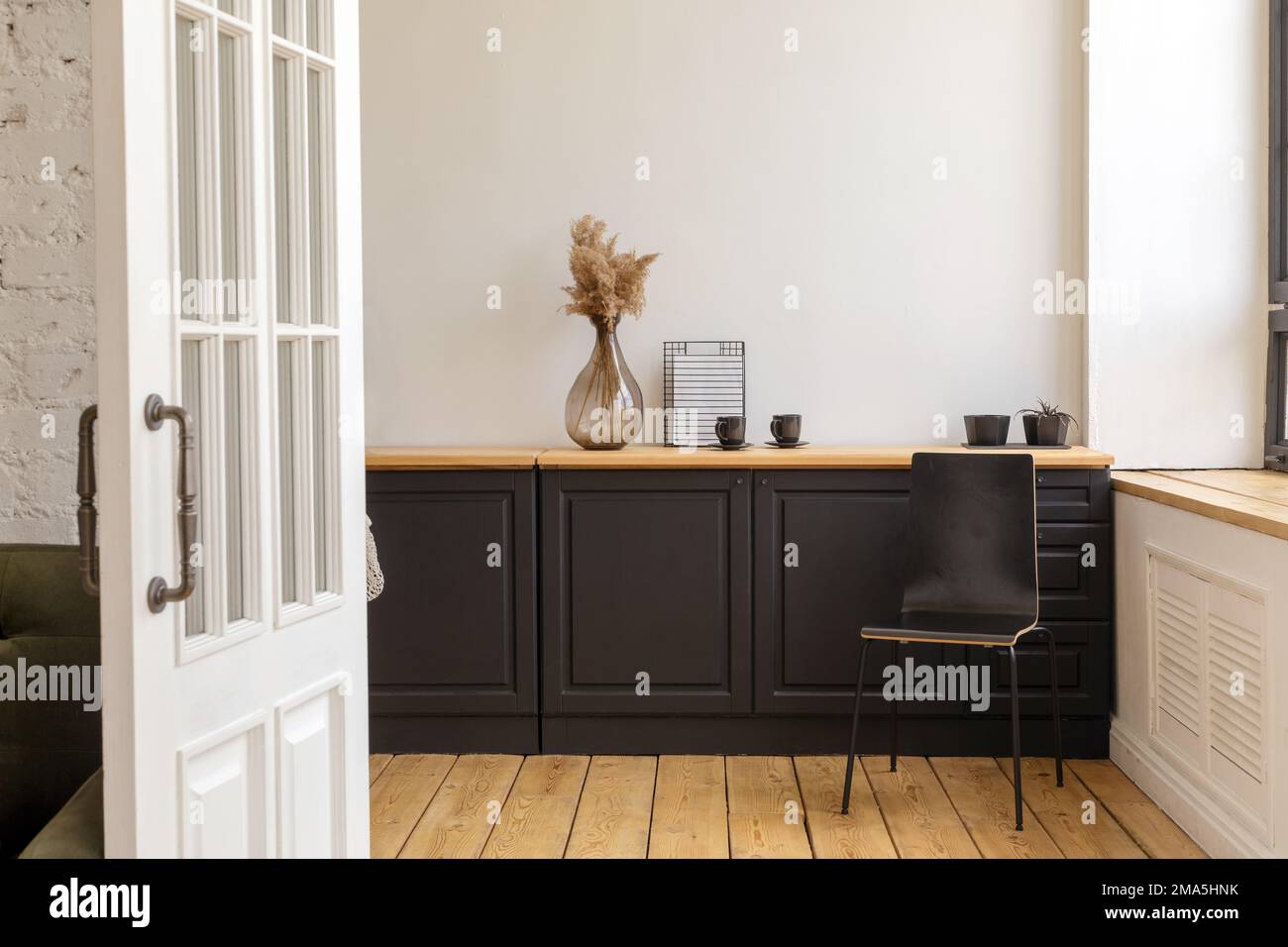 Interior of modern minimal kitchen in apartment Stock Photo - Alamy