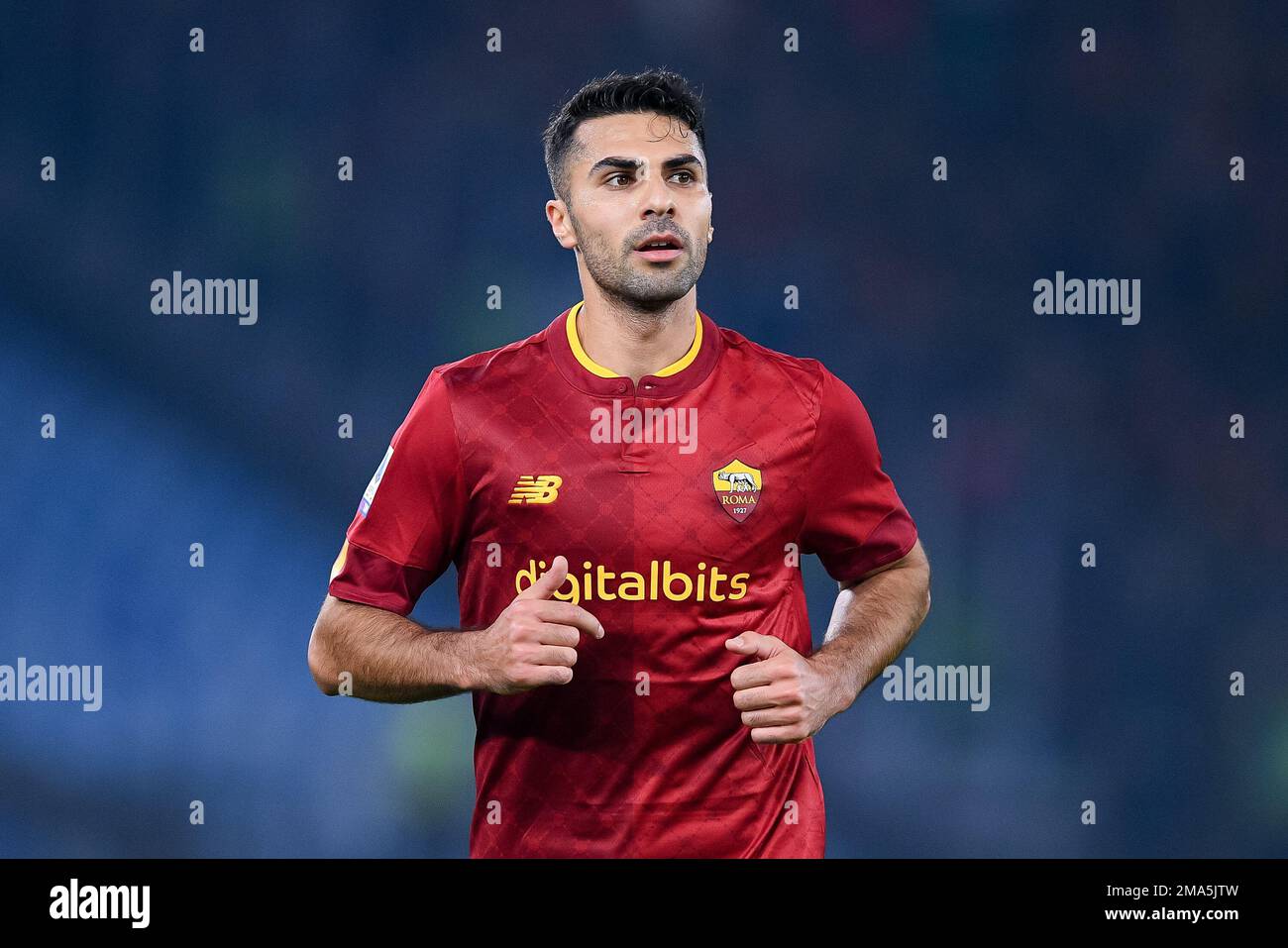 Mehmet Celik of AS Roma looks on during the Serie A match between Roma ...
