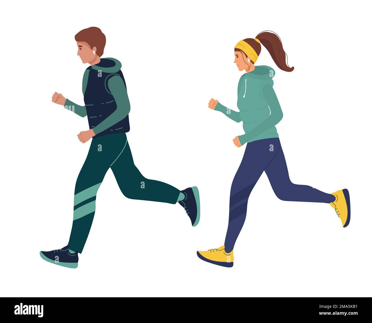 set of Couple runner running outdoor scene design Running sport, warm ...