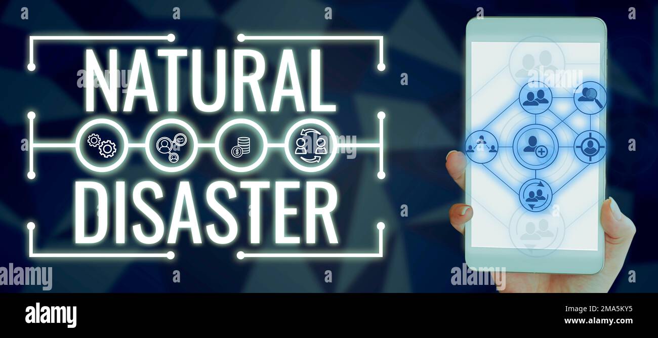 Writing displaying text Natural Disaster. Word for occurring in the ...