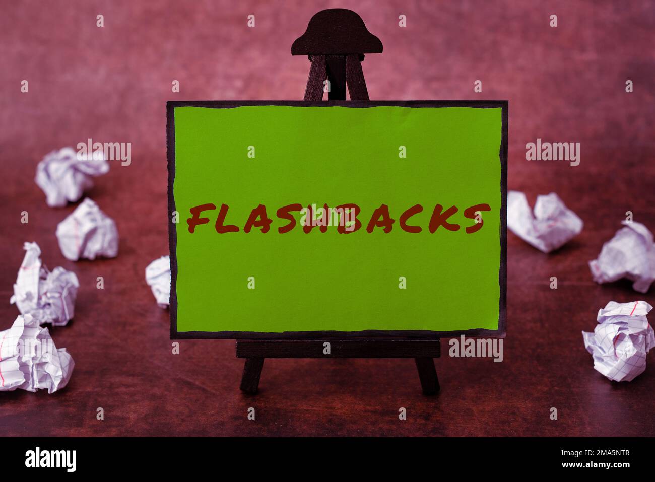 Text caption presenting Flashbacks. Concept meaning interruption of ...