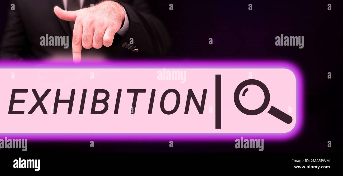 Conceptual caption Exhibition. Concept meaning and act of exposing ...