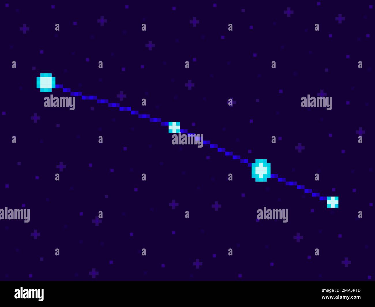 Serpens constellation in pixel art style. 8-bit stars in the night sky ...