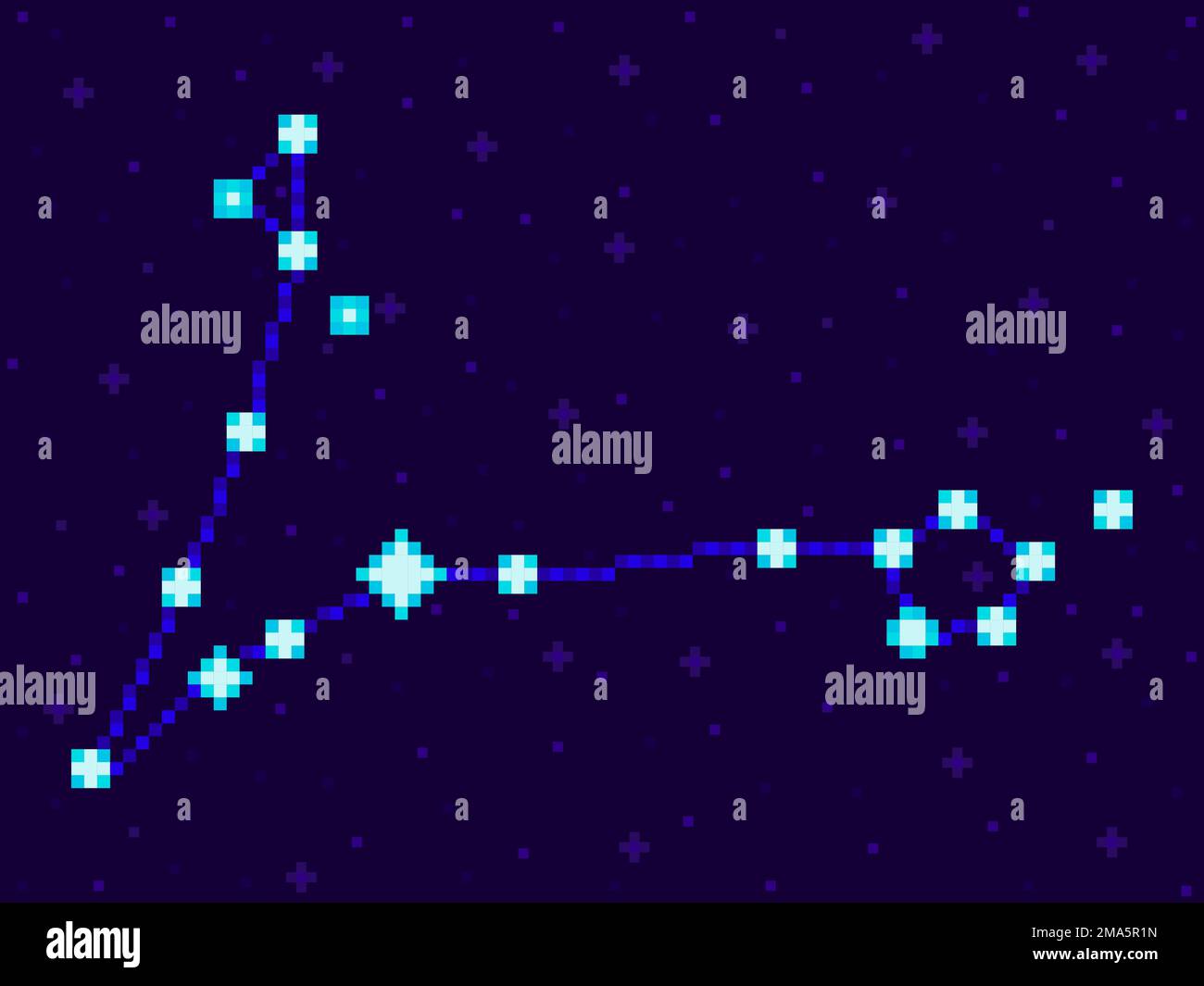 Pisces constellation in pixel art style. 8-bit stars in the night sky ...