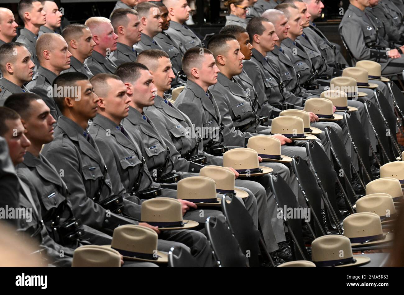 New York State Police graduates sit during for their graduation ...