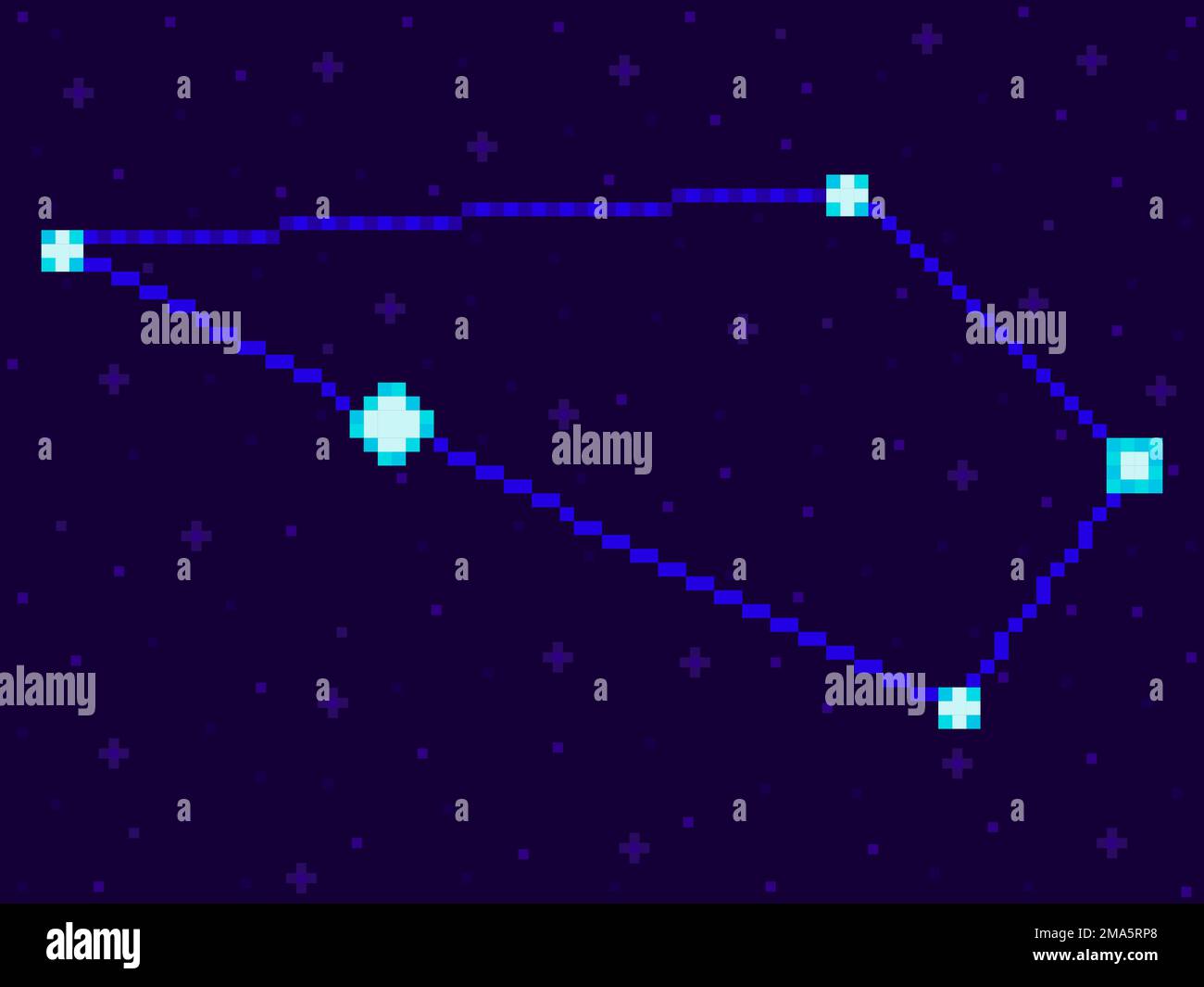 Sculptor constellation in pixel art style. 8-bit stars in the night sky ...