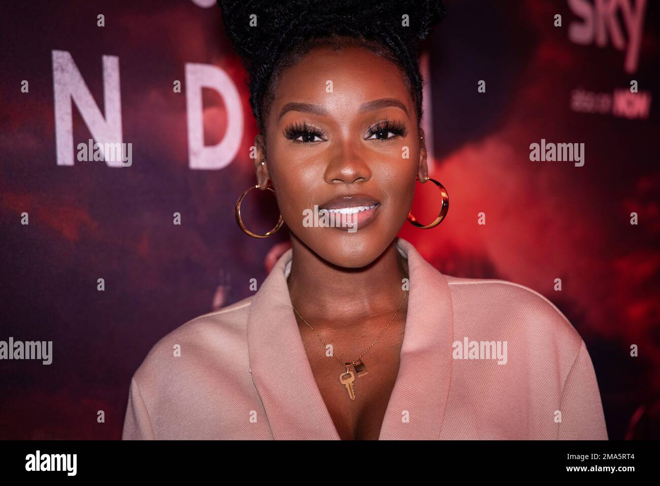 Bisi Akins poses for photographers upon arrival for the premiere of the ...