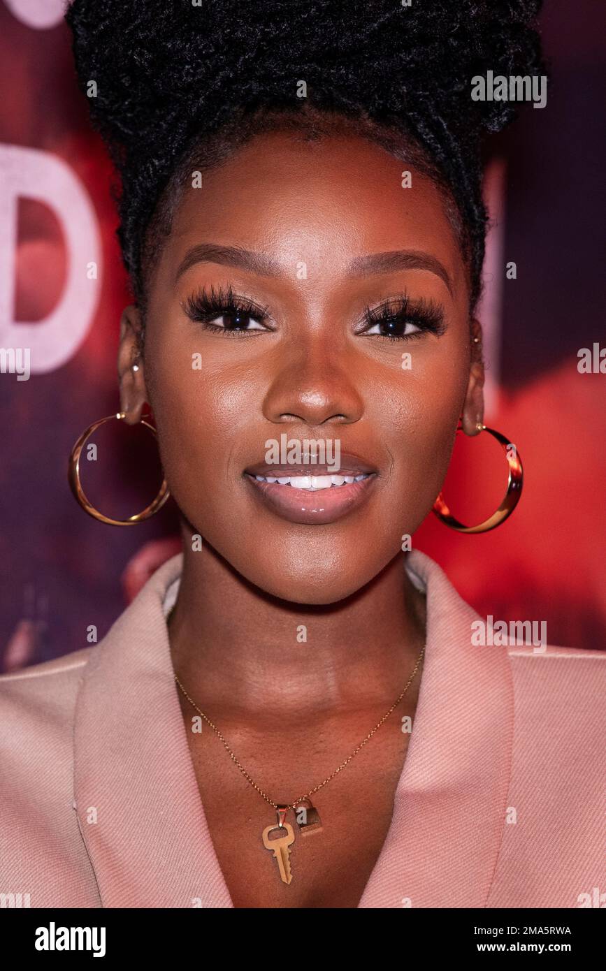 Bisi Akins poses for photographers upon arrival for the premiere of the ...