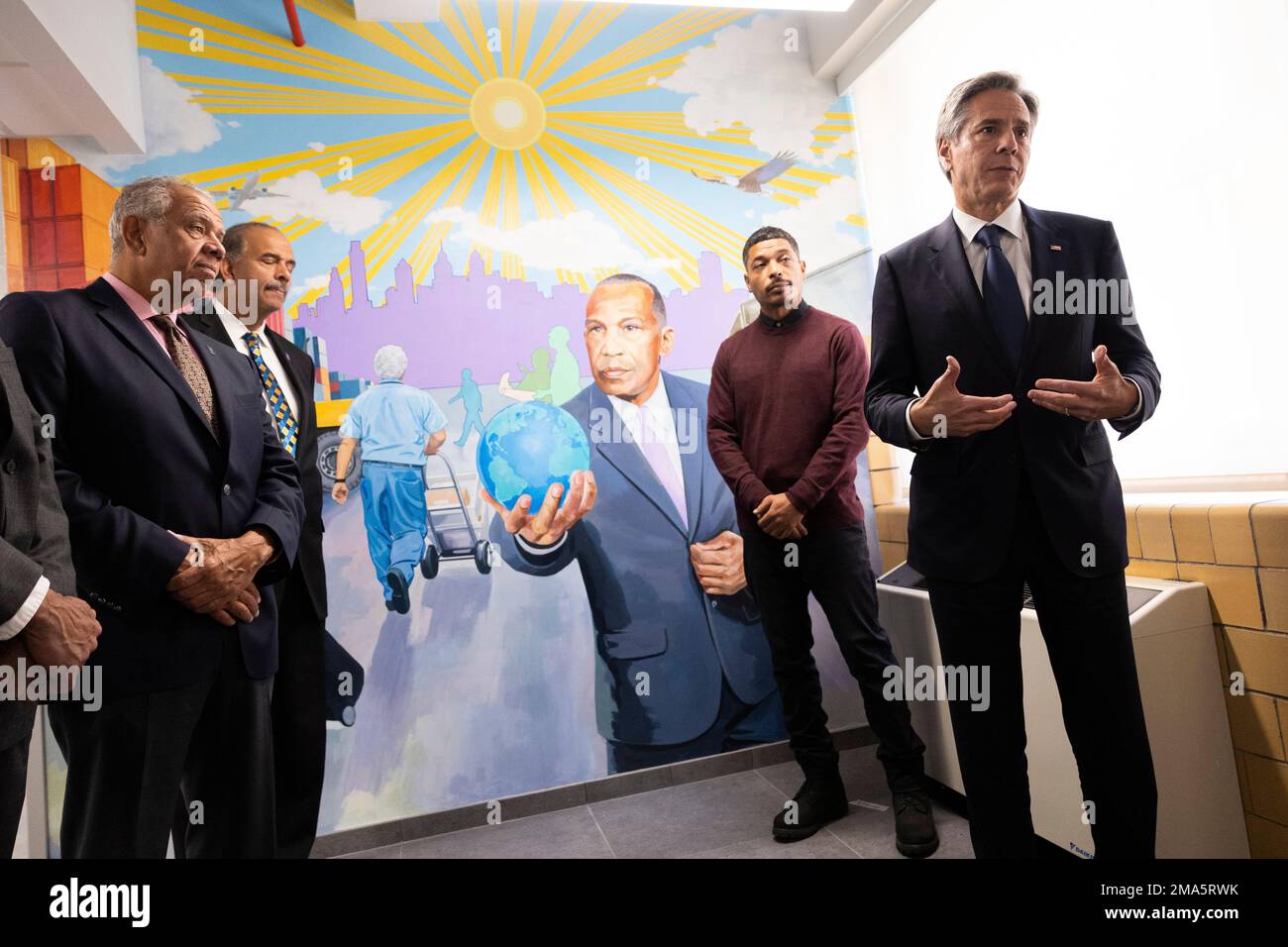 Secretary of State Antony Blinken unveils a mural honoring Robert N.C ...