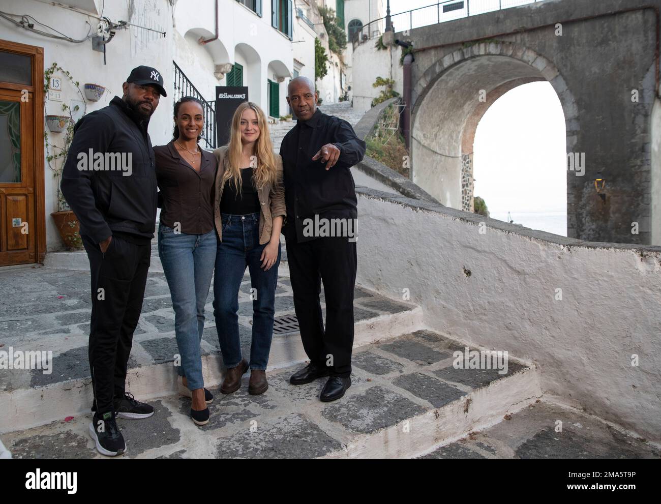From left, US director Antoine Fuqua, Italian actress Gaia Scodellaro ...
