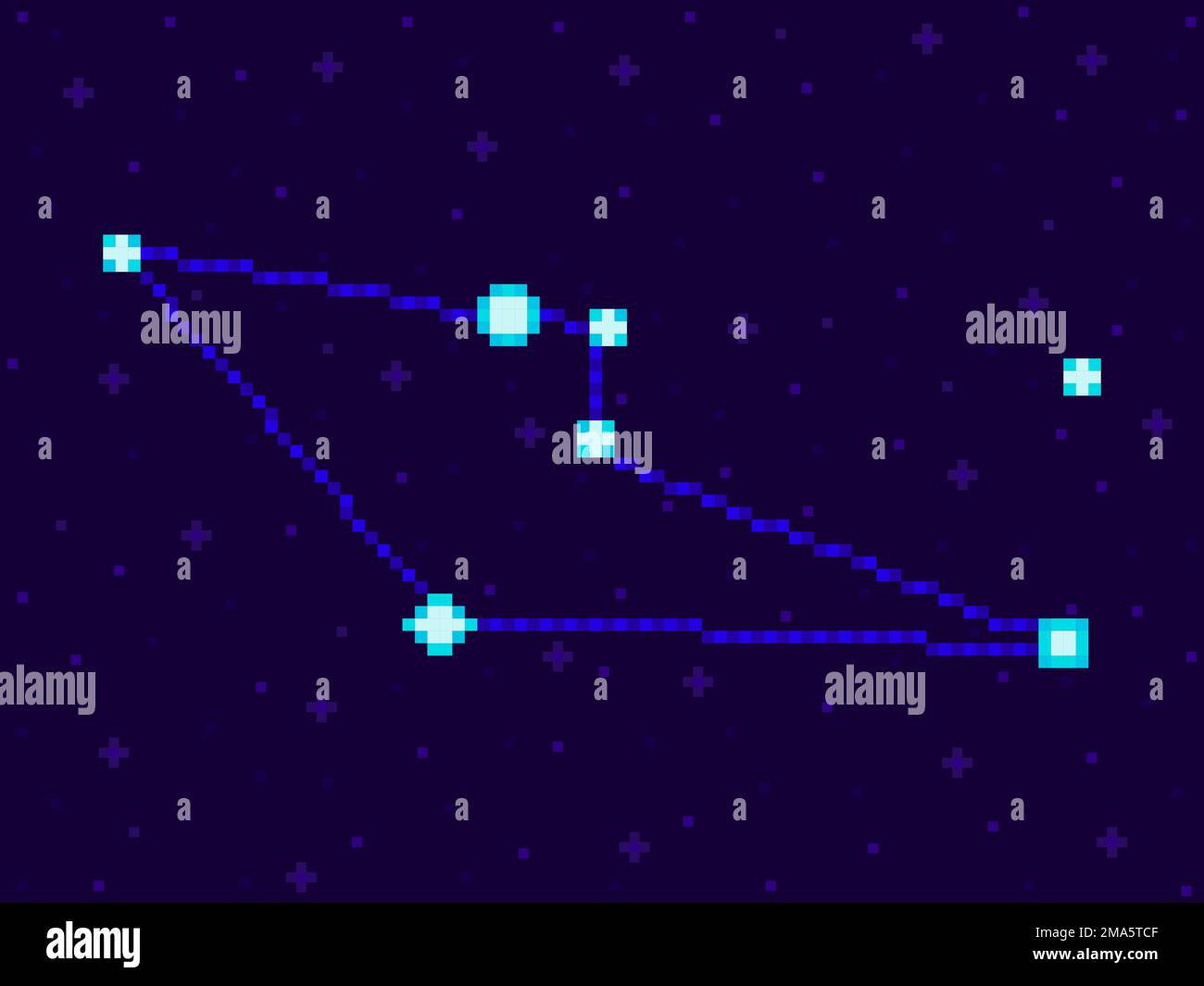 Reticulum constellation in pixel art style. 8-bit stars in the night ...