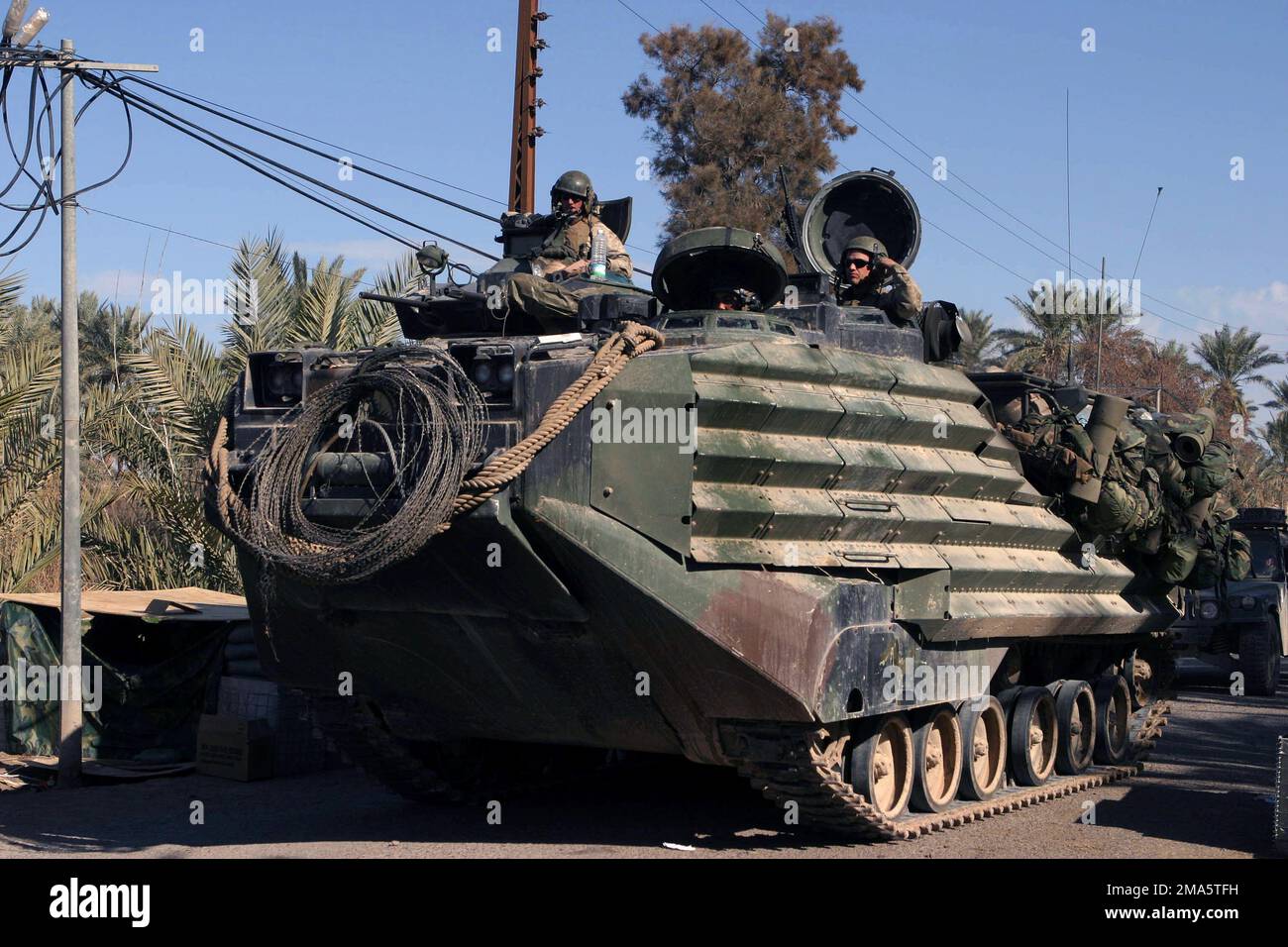 A US Marine Corps (USMC) Amphibious Assault Vehicle (AAV7A1) with D ...