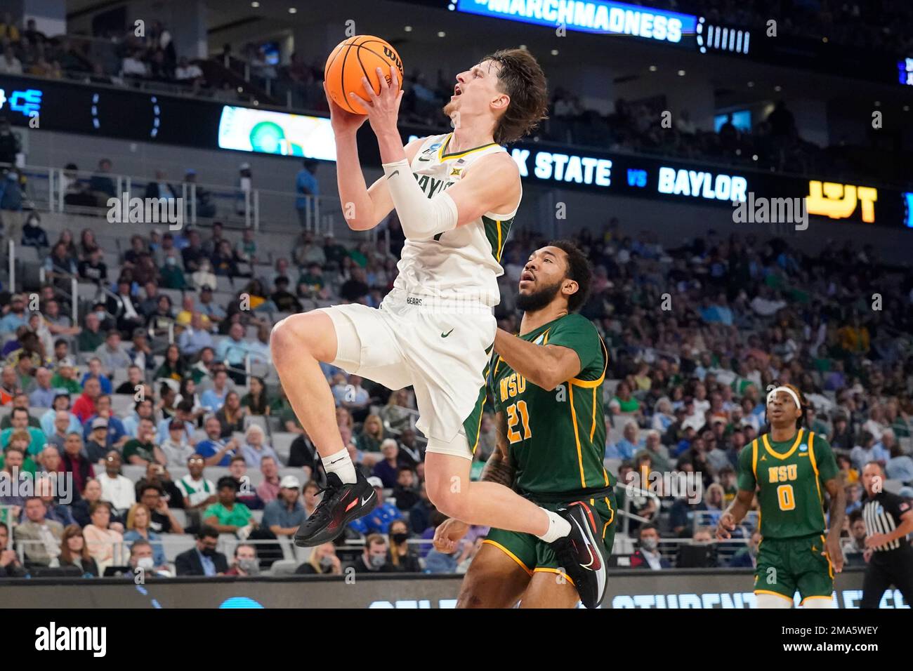 FILE - Baylor guard Matthew Mayer, left, drives past Norfolk State ...