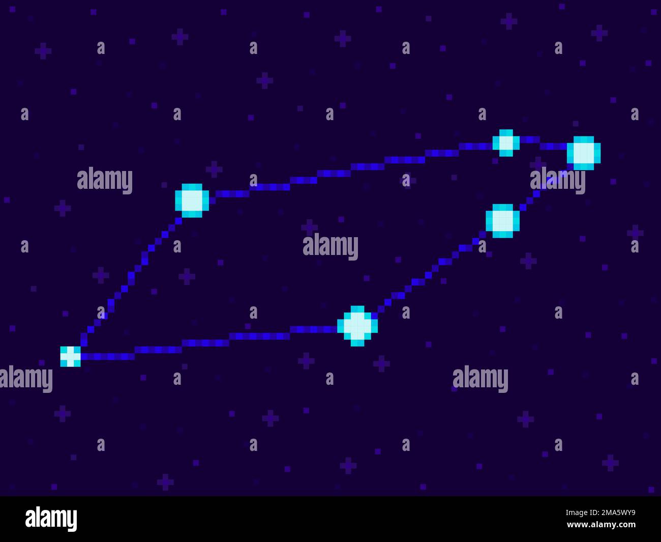 Telescopium constellation in pixel art style. 8-bit stars in the night ...