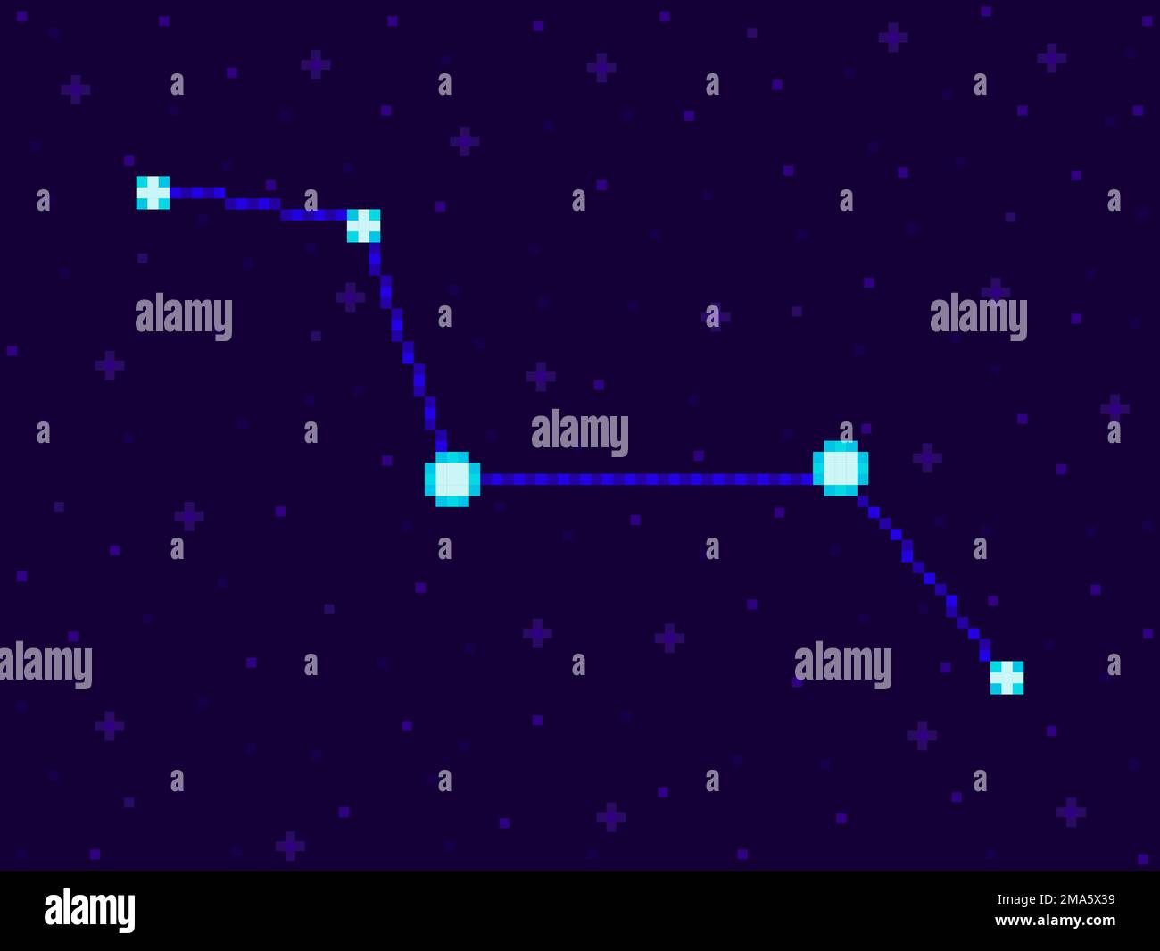 Vulpecula constellation in pixel art style. 8-bit stars in the night ...