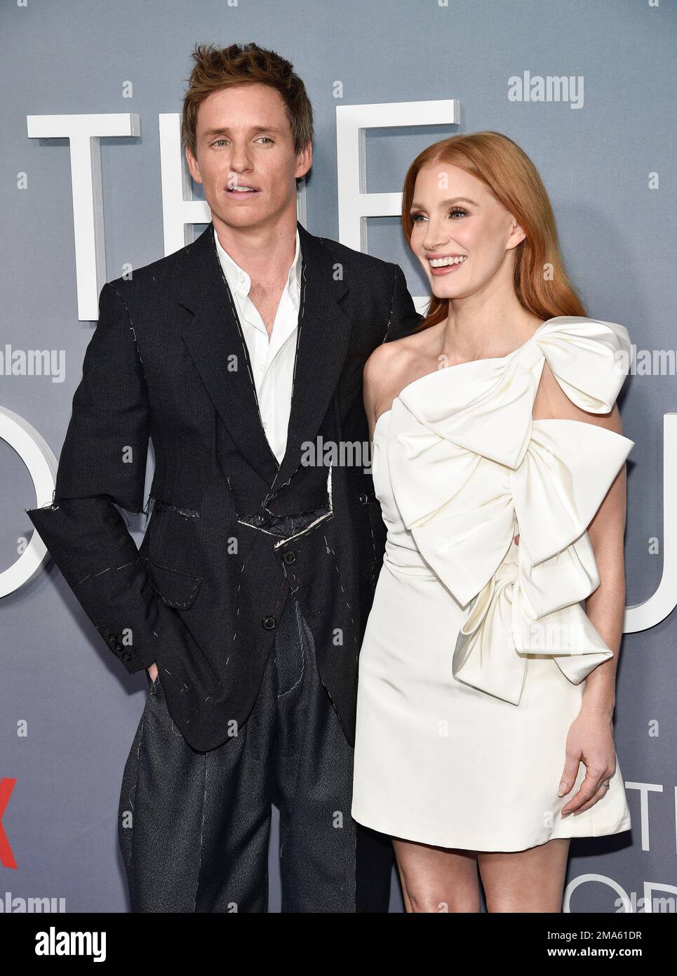 Eddie Redmayne, left, and Jessica Chastain attend the Netflix special ...